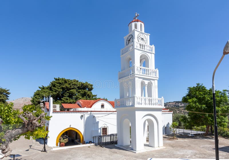 Our Lady Tsambika Monastery. Rhodes. Greece. Stock Photo - Image of ...