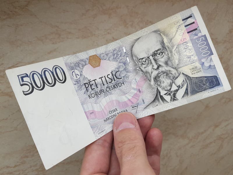 CZK Tscheche-Banknote 2000 Mit Einem Hintergrund Von 5000 Und 2000 CZK ...