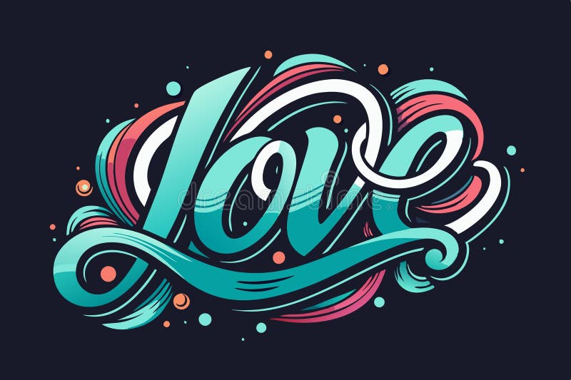 Tshirt Design Word Love Hand Draw Style Illustration Vector Stock ...