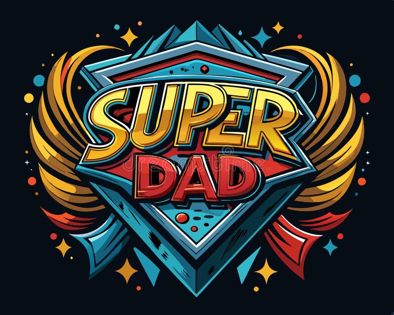 Tshirt Design Word Super Dad Hand Draw Style Illustration Vector Stock ...