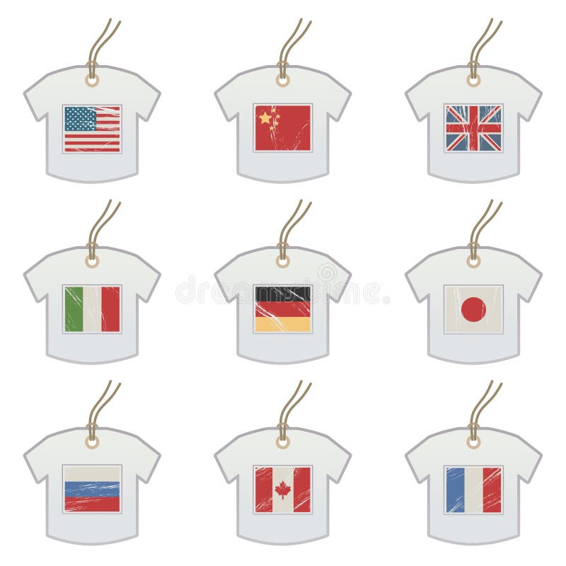 Tshirt tags with flags stock vector. Illustration of loop - 5937864