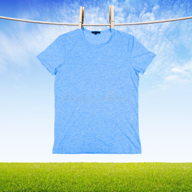 Washing blue tshirt stock photo. Image of size, clothesline - 41895694