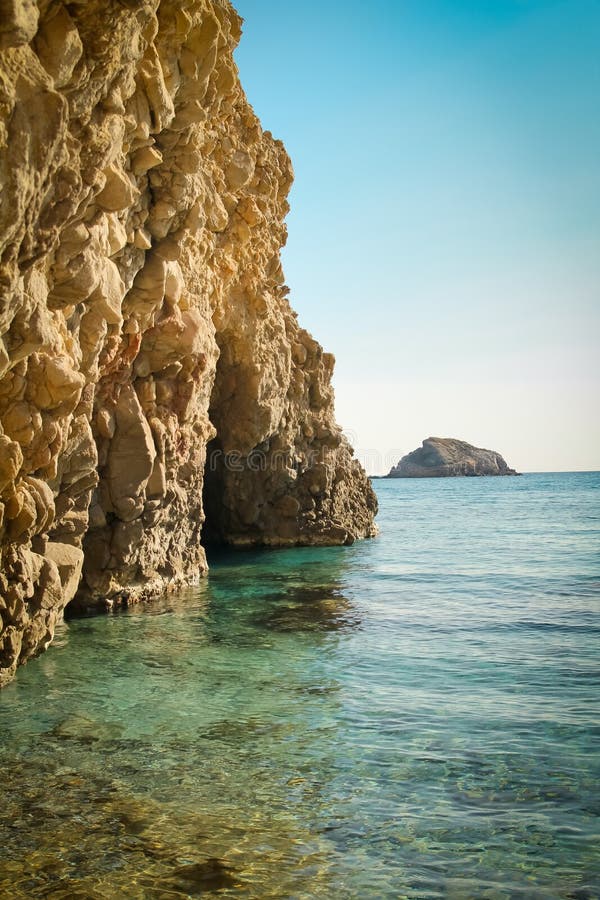Tsigrado Beach of Milos Island in Greece Stock Photo - Image of blue ...