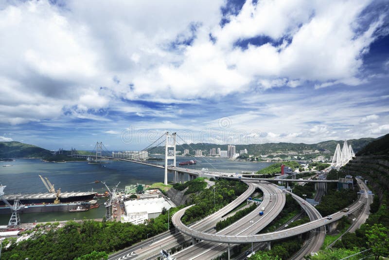 Tsing Ma Bridge stock image. Image of hongkong, downtown - 15401819