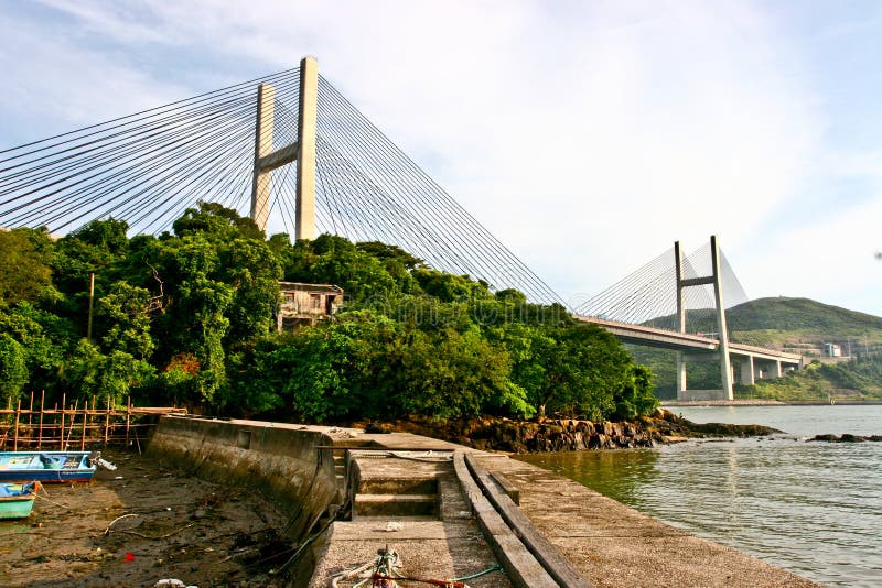 Tsing Ma Bridge stock image. Image of china, hong, light - 90253011