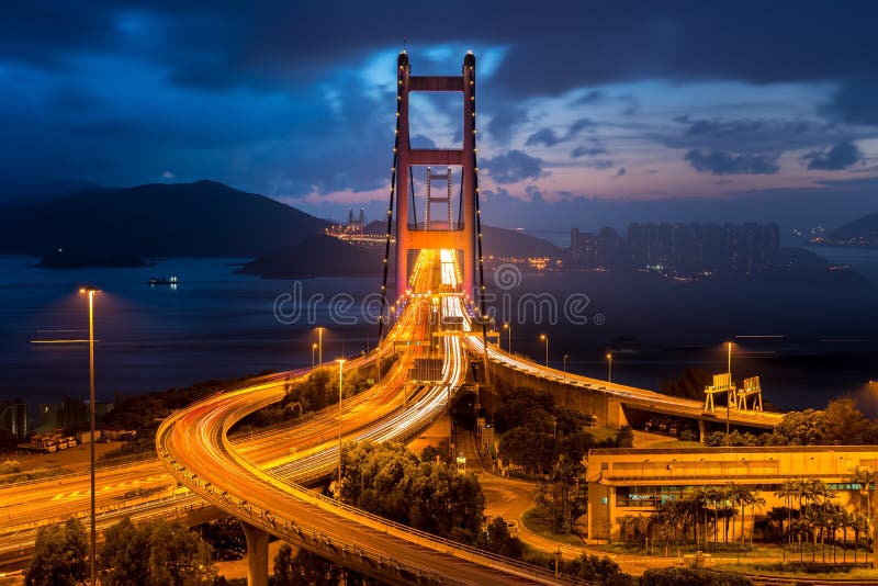 Tsing Ma Bridge, Hong Kong stock image. Image of view - 43498097