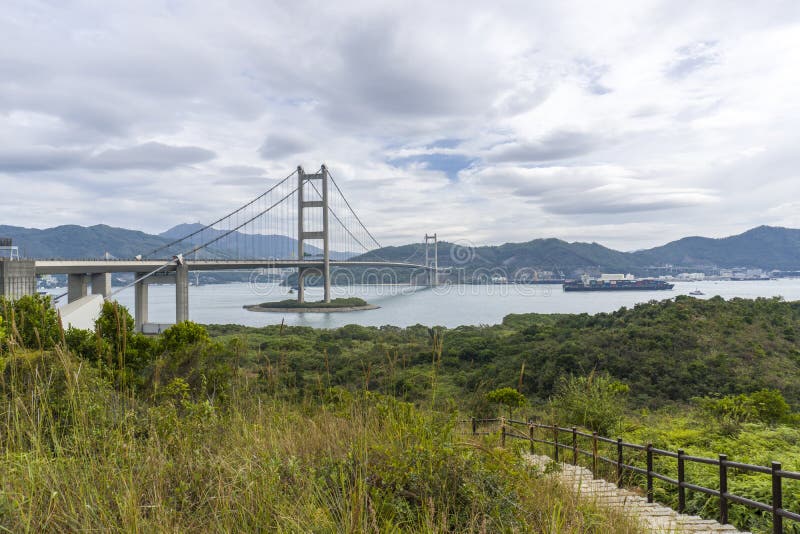 Tsing Ma Double-decked Suspension Bridge between Ma Wan Island and ...