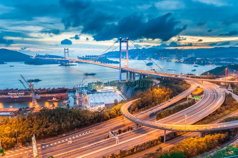 Tsing Ma Bridge, Hong Kong editorial image. Image of building - 69256275