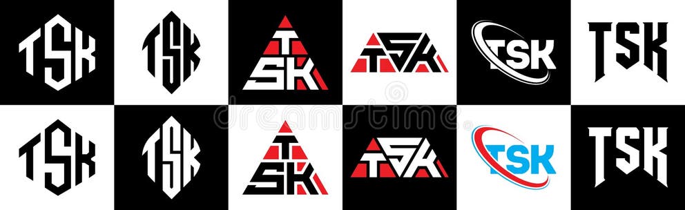 TSK Letter Logo Design in Six Style. TSK Polygon, Circle, Triangle, Hexagon, Flat and Simple ...