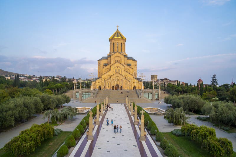 Tsminda Sameba, Holy Trinity Cathedral in Tbilisi Stock Image - Image ...
