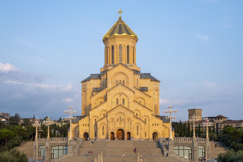 Tsminda Sameba, Holy Trinity Cathedral in Tbilisi Stock Photo - Image ...