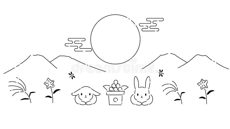 Tsukimi illustration stock vector. Illustration of dumpling - 190408773