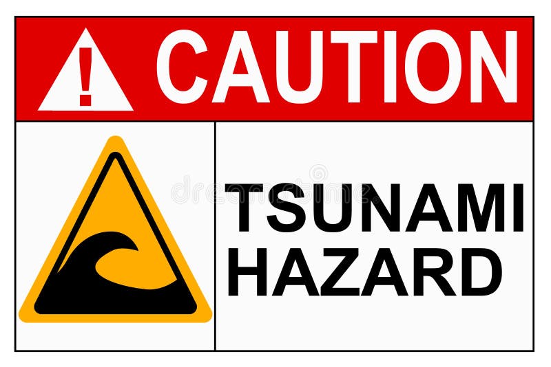Tsunami Hazard Zone Caution Sign Stock Illustration - Illustration of ...