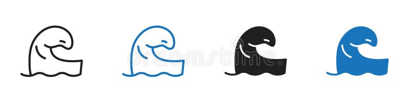Tsunami Icon Linear Graphics Set Vector in Black Stock Vector ...