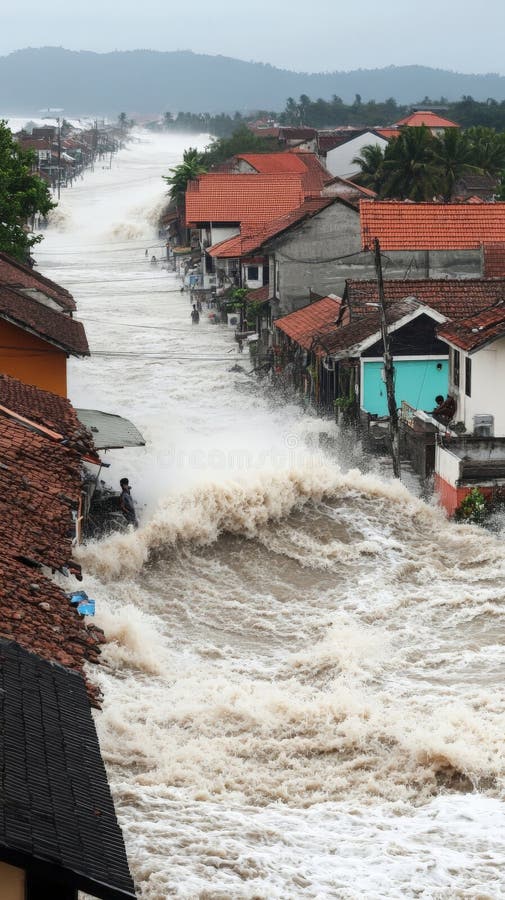 Tsunami Strikes Seaside Village: Devastating Flooding and Destruction ...