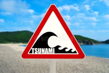 Tsunami Warning Sign stock image. Image of data, tourism - 2115159