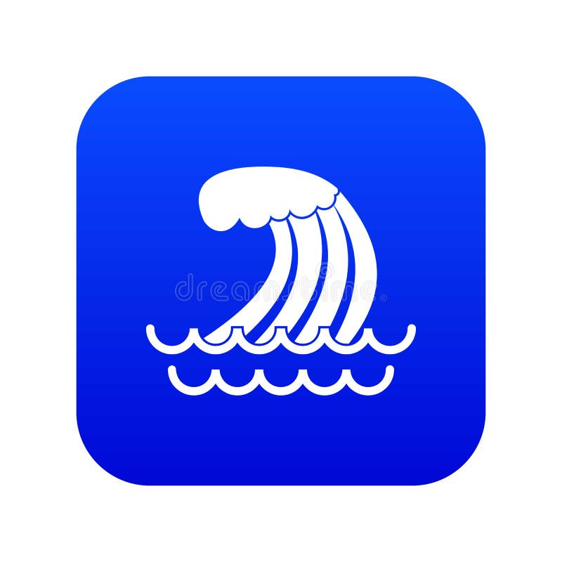 Tsunami Wave Icon Digital Blue Stock Vector - Illustration of simple ...