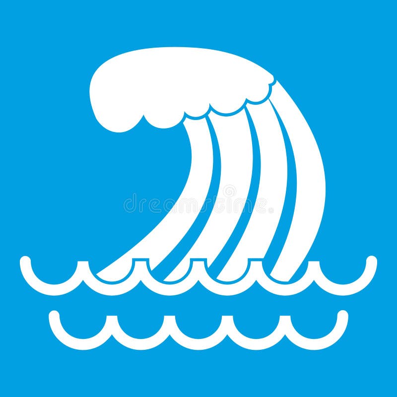 Tsunami wave icon white stock vector. Illustration of simple - 97323234