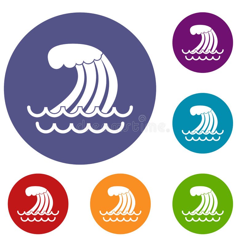 Tsunami wave icons set stock vector. Illustration of icon - 95683517