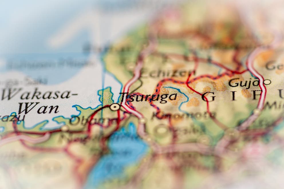 Tsuruga, Japan Highlighted on a World Map Stock Photo - Image of ...