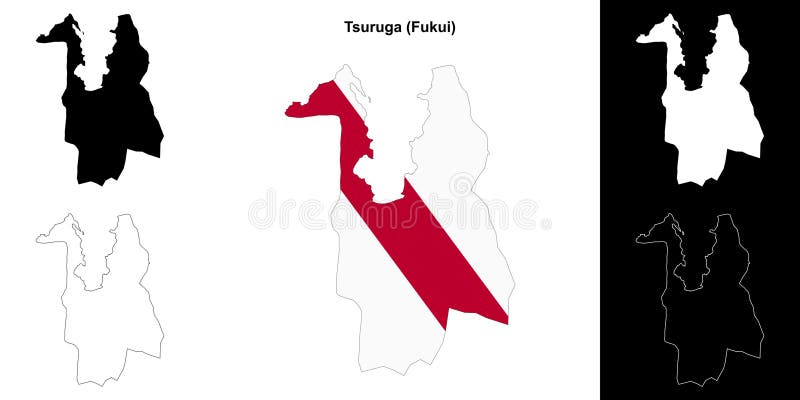 Tsuruga outline map stock vector. Illustration of silhouette - 379120336