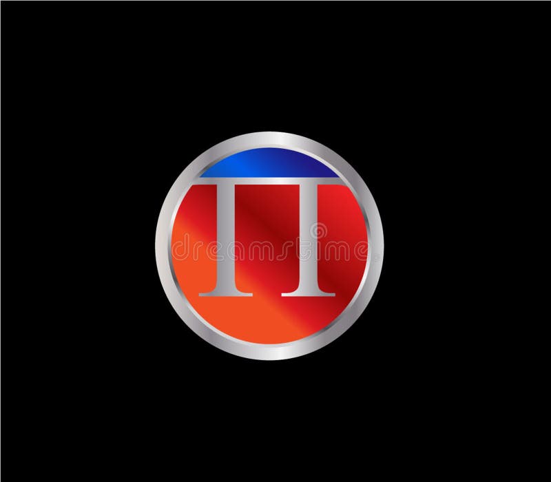 TT Initial Circle Shape Silver Red Blue Color Later Logo Design Stock ...