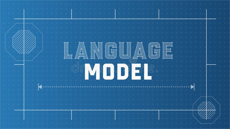 Language Model ]Banner Background. Blueprint Style Typography for AI ...