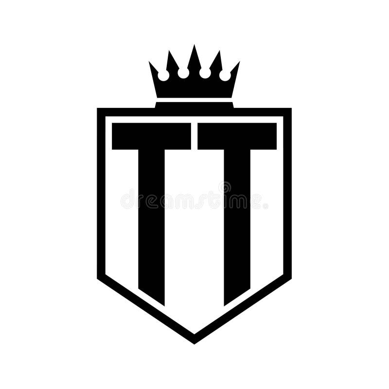 TT Logo Monogram Bold Shield Geometric Shape with Crown Outline Black ...