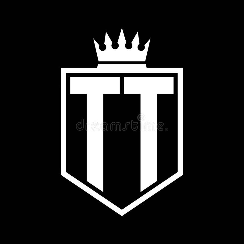 TT Logo Monogram Bold Shield Geometric Shape with Crown Outline Black ...