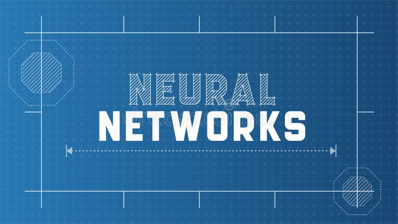 Neural Network Banner Background. Blueprint Style Typography for AI ...