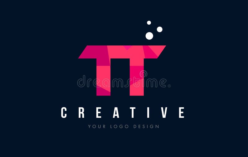 TT T Letter Logo with Purple Low Poly Pink Triangles Concept Stock ...