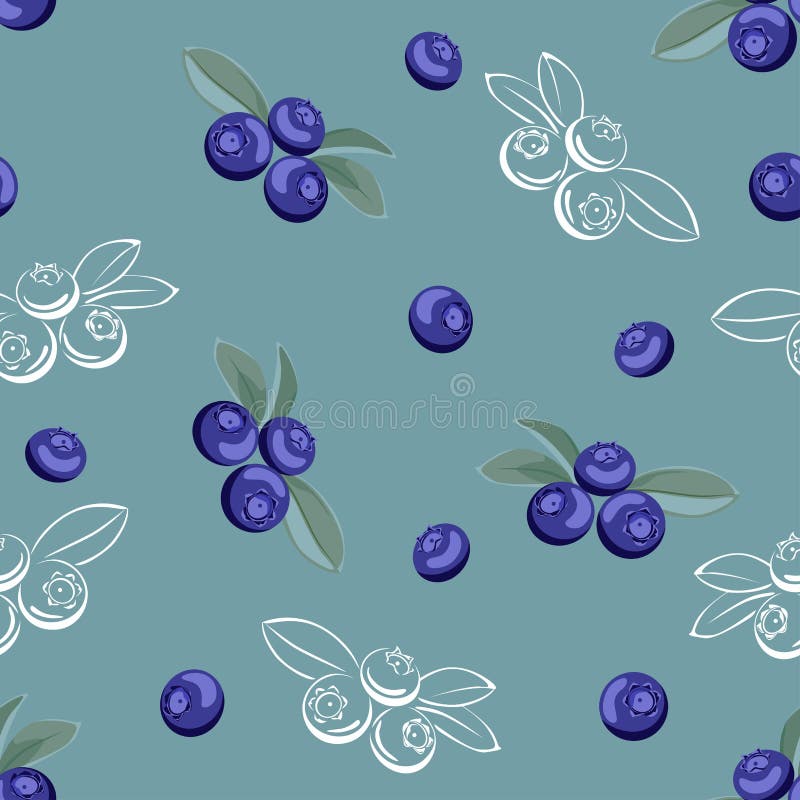 Blueberry Seamless Vector Pattern In Flat Style Stock Vector ...