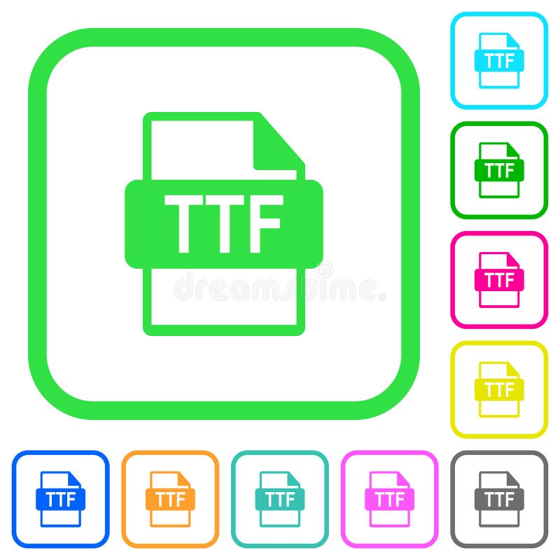 TTF File Format Vivid Colored Flat Icons Stock Vector - Illustration of ...