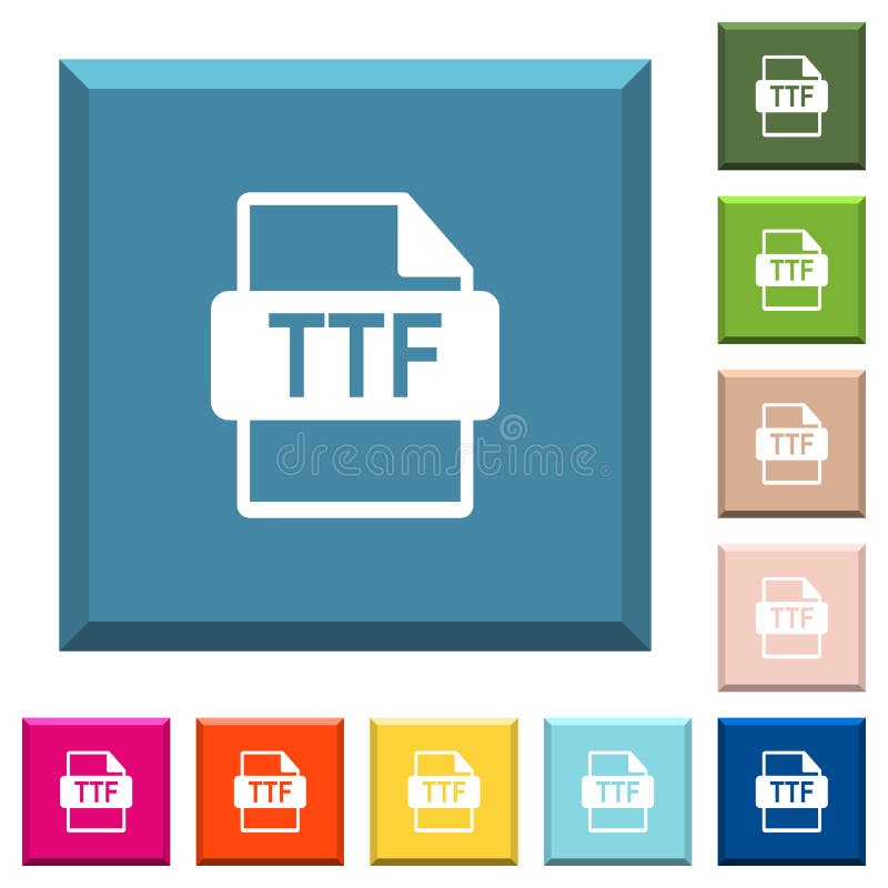 TTF File Format White Icons on Edged Square Buttons Stock Vector ... TTF File Format White Icons on Edged Square Buttons Stock Vector ...