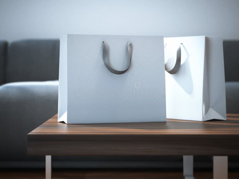 Ttwo White Packages on Table. 3d Rendering Stock Illustration ...