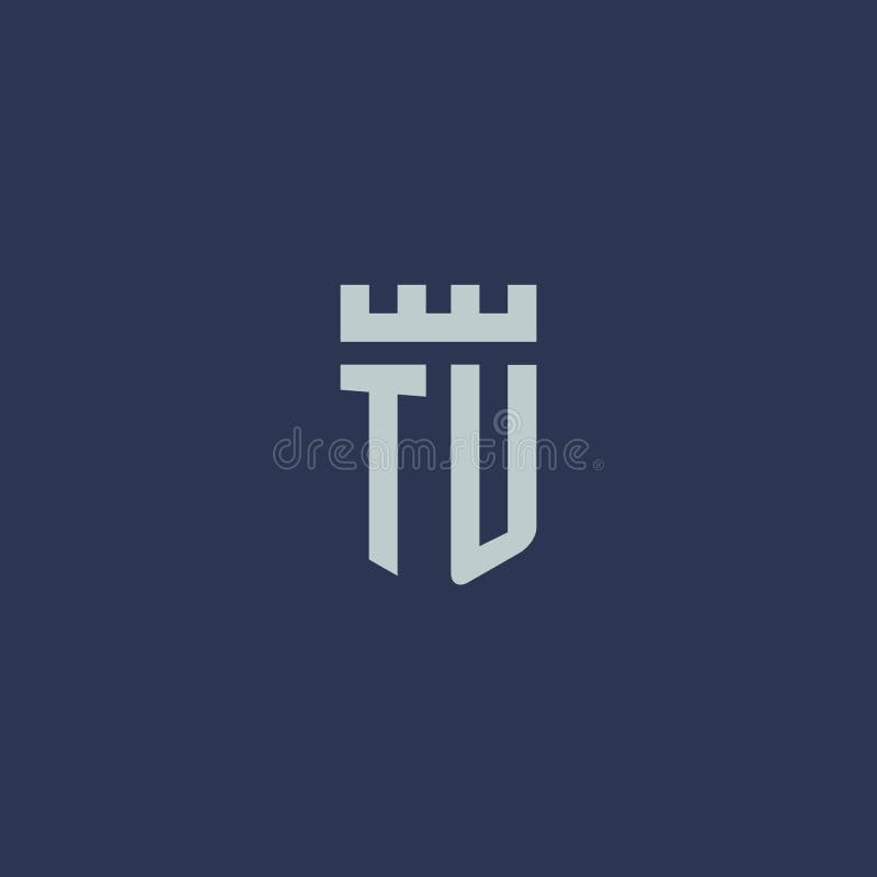 TU Logo Monogram with Fortress Castle and Shield Style Design Stock ...