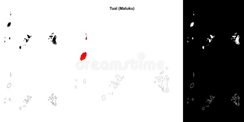 Tual outline map stock vector. Illustration of vector - 356966103