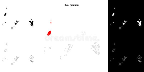 Tual outline map stock vector. Illustration of vector - 356966103