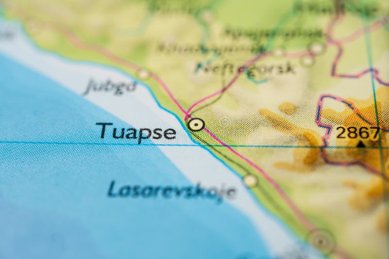 Tuapse Russia Coastal Map Section Closeup View.. Stock Image - Image of ...