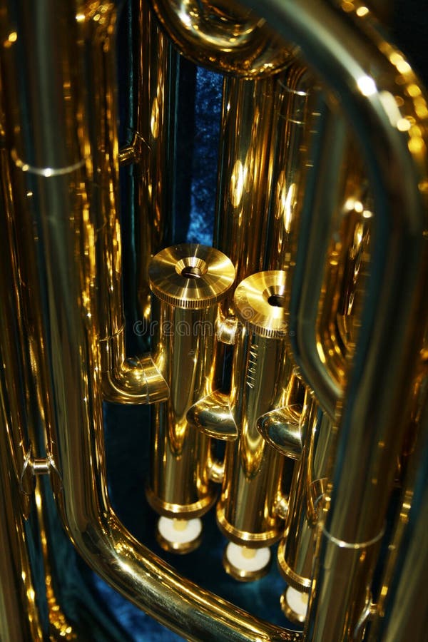 Blue Tuba Euphonium On Black Stock Photo - Image of background, horn ...