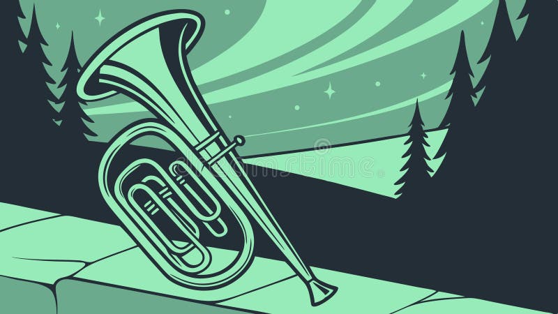 Tuba in Dark Forest Vector Graphic, Mysterious Sounds in Deep Woods ...