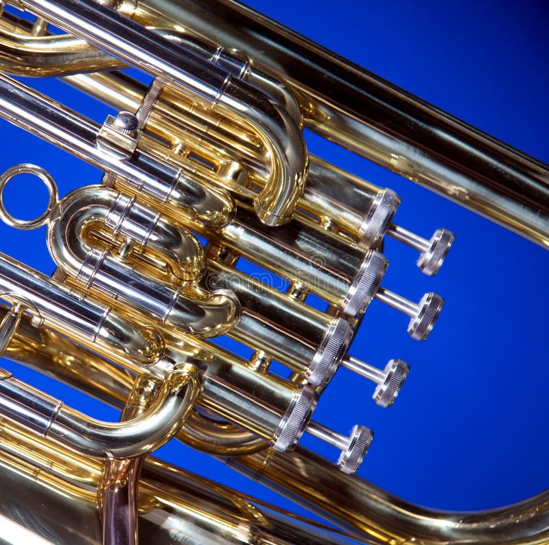 Blue Tuba Euphonium on Black Stock Photo - Image of dark, symphony ...