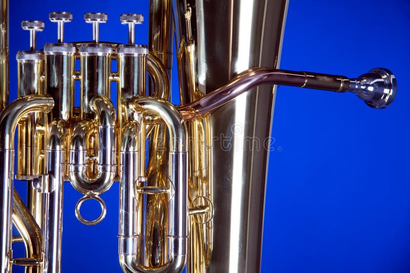 Blue Tuba Euphonium on Black Stock Photo - Image of dark, symphony ...