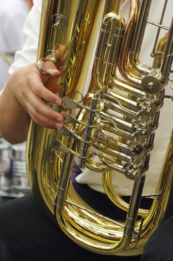 Tuba player - detail stock photo. Image of tuba, marching - 10030382