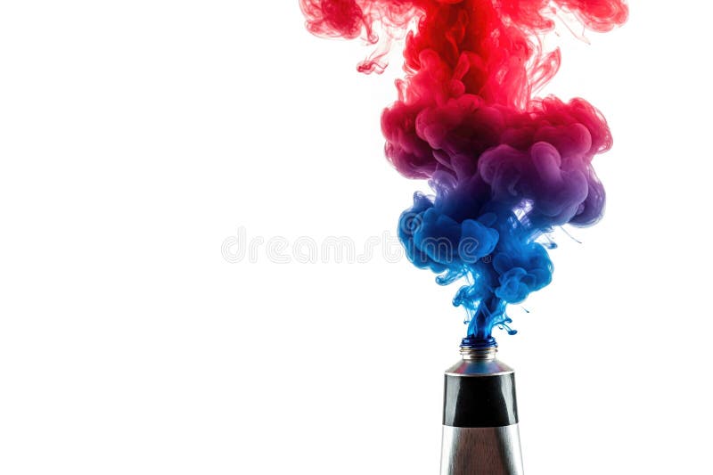 A Tube with Colored Smoke Flowing Out. Space for Text. Stock Image ...