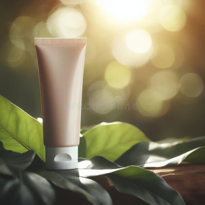 A Tube of Cream on Leaves Blure Background. Ai Generative Stock ...