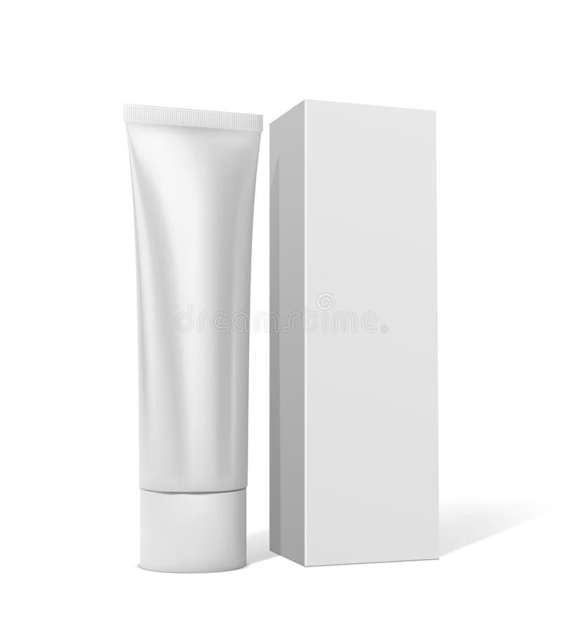 Tube with Cream or Toothpaste with Square White Packaging on a W Stock ...