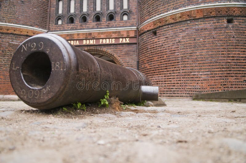 Tube de canon de Medival photo stock. Image du vide, simple - 6950416
