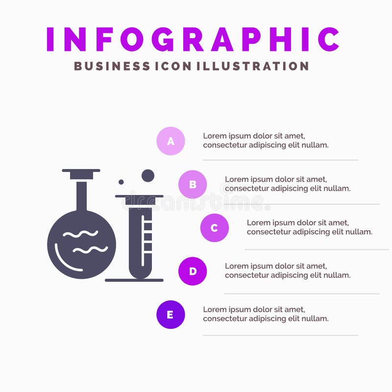 Tube, Flask, Lab, Education Solid Icon Infographics 5 Steps ...