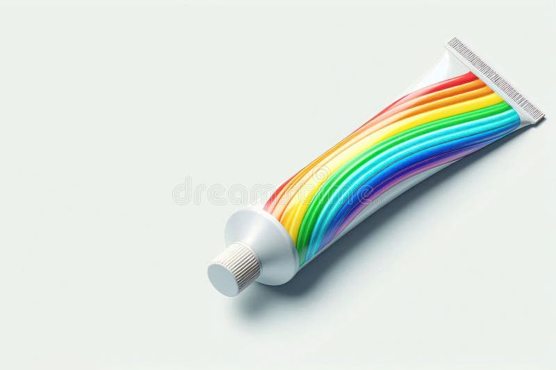 A Tube of Rainbow-colored Toothpaste. Space for Text. Stock Photo ...